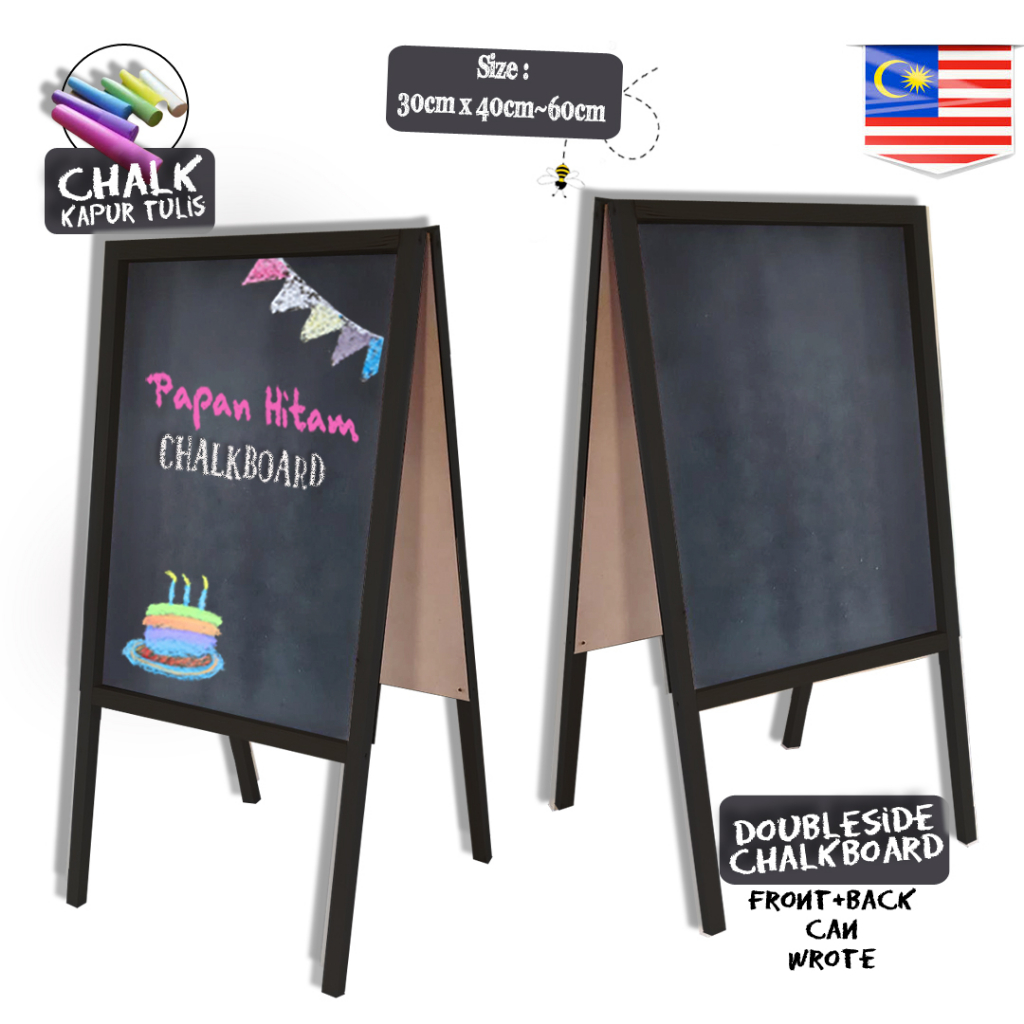 AA3 (30cm*40cm~60cm) CAFE MENU CHALKBOARD Papan Hitam (Frame Black ...