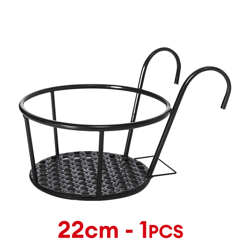 Outdoor Balcony Iron Flower Pot Rack Wall Hanging Planter Stand Plant ...
