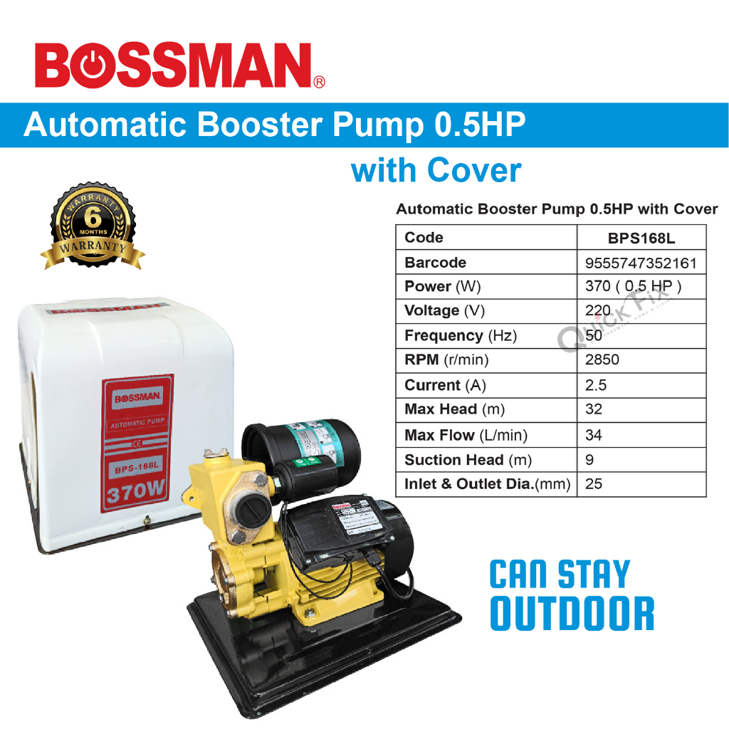 QuickFix [NEW] BOSSMAN BPS-168L Pam Air Auto Self-Priming Peripheral ...