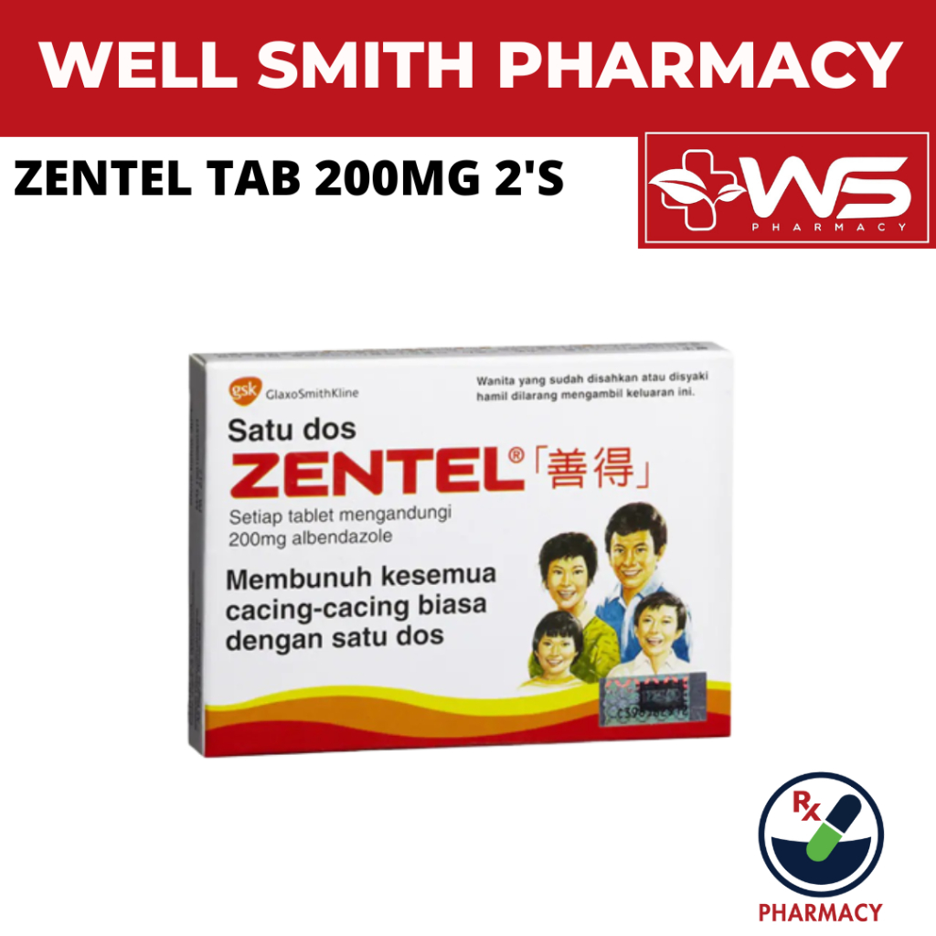 ZENTEL TAB 200MG 2'S | Shopee Malaysia