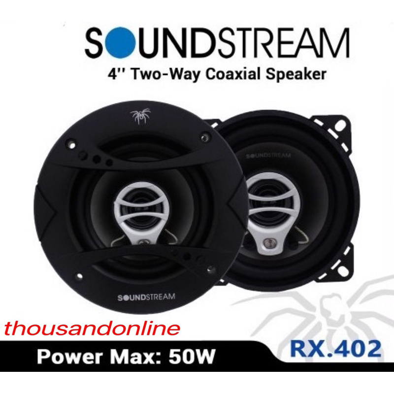 SOUNDSTREAM RX.402 4” 2-WAY COAXIAL SPEAKER 50W PEAK (25W RMS POWER ...