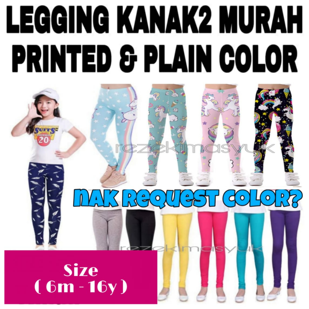 Legging Budak Perempuan / Legging Kanak-Kanak Murah/ Legging Hitam ...