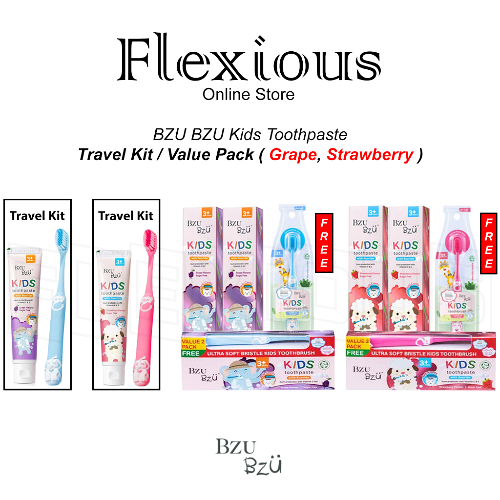 *BZU BZU* Kids Toothpaste Travel Kit and Value Pack ( Grape ...