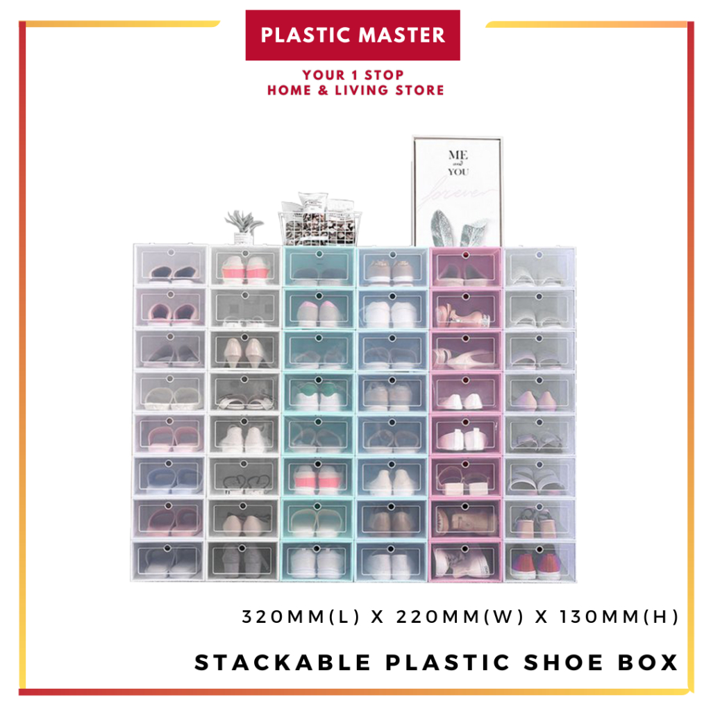 CLEARANCE Stackable Plastic Shoe Box Transparent Shoe Boxes Storage Box ...
