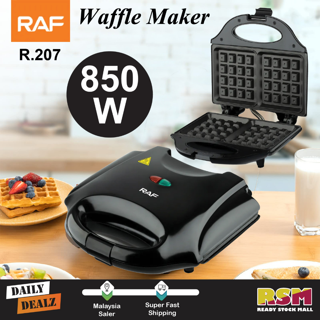 RAF Waffle Maker Panini Press 850W Non Stick Coated Double Side ...