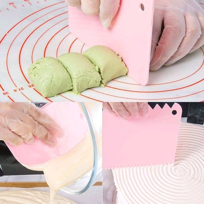 Pink Colour 3 In 1 Set Cake Cream Dough Cutter Butter Batter Scraper ...