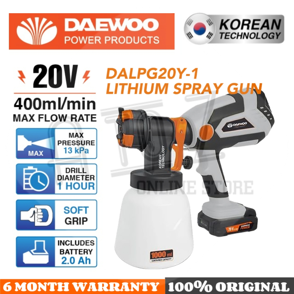 【READY STOCK】【DAEWOO POWER PRODUCTS】DAEWOO 20V Multifunction Cordless Spray Gun Rechargeable ...