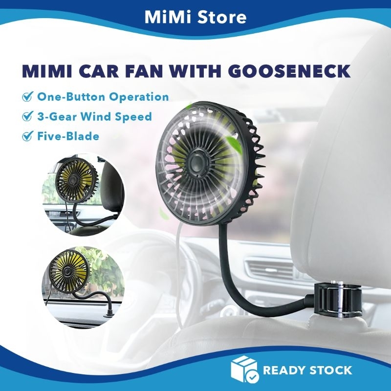 MiMi F408 Car Fan Air Cooler Car Back Rear Seat Headrest 3 Speed USB ...