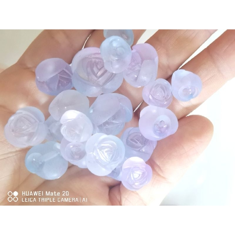 Azimat mainan mini Manik Bunga DIY frosted Rose flower Beads for ...