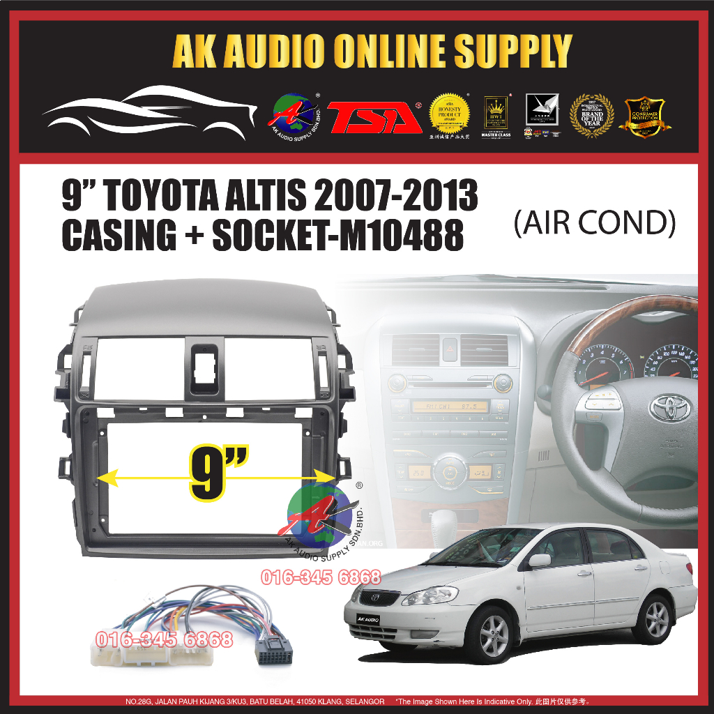 Toyota Altis 2007 - 2013 ** Full Air-Cond ** Android 9" Casing +Socket ...
