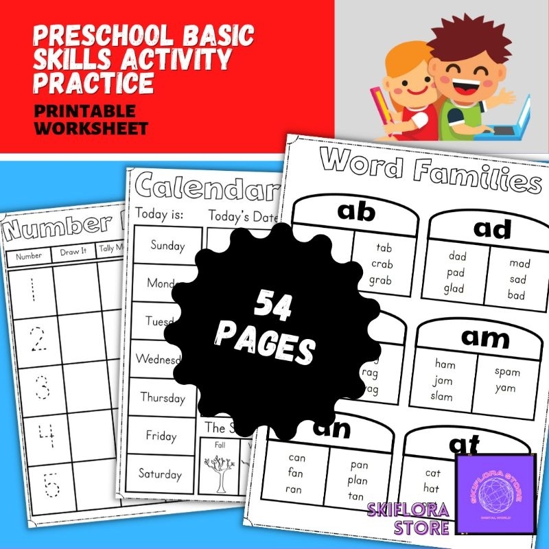 [SS183] Preschool Kindergarten Basic Skills Activity Worksheet ...
