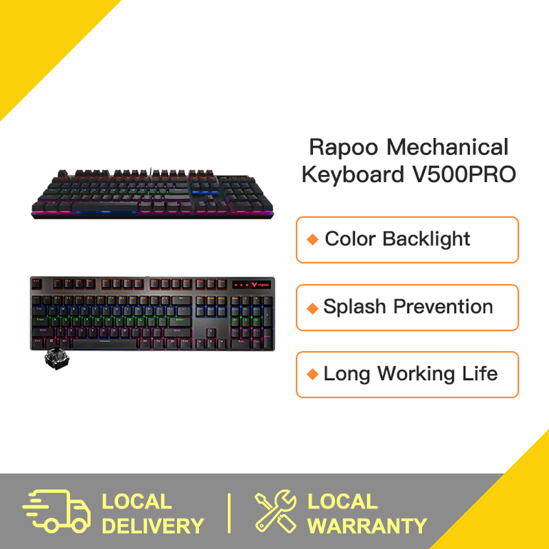 Rapoo V500 Pro Mechanical Keyboard Wired Gaming Keyboards 104 Keys Mixed Light Computer Keyboard ...