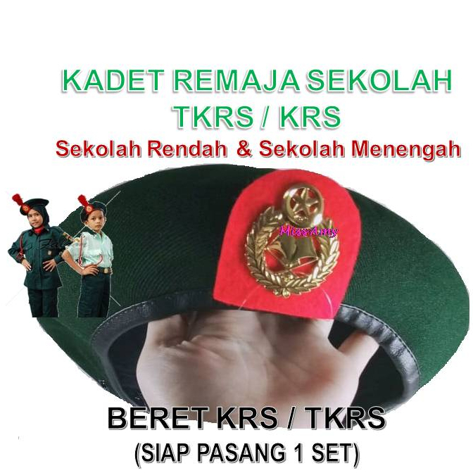 Kadet Remaja Sekolah ( KRS ) ( TKRS ) Topi KRS / Beret Hijau / Lencana ...