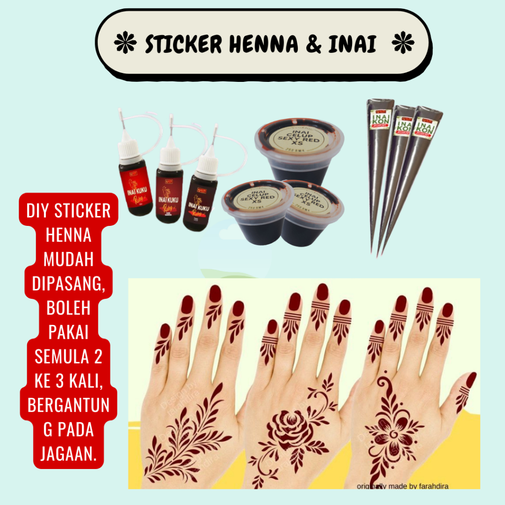 🚚 POS SETIAP HARI🚚 DIY Sticker Corak Inai / Sticker Henna / Sticker ...