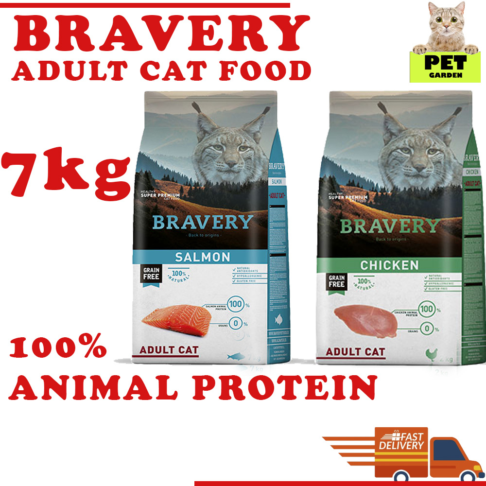 BRAVERY SUPER PREMIUM ADULT CAT FOOD 7kg CHICKEN SALMON | Shopee Malaysia