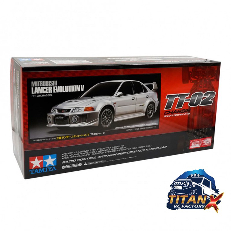 TAMIYA 1/10 TT-02 MITSUBISHI LANCER EVO V 4WD SHAFT DRIVE ONROAD EP CAR ...
