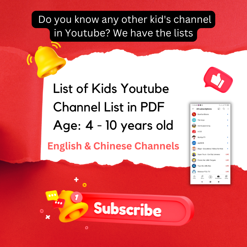 YouTube Kids Channel List in PDF | Shopee Malaysia