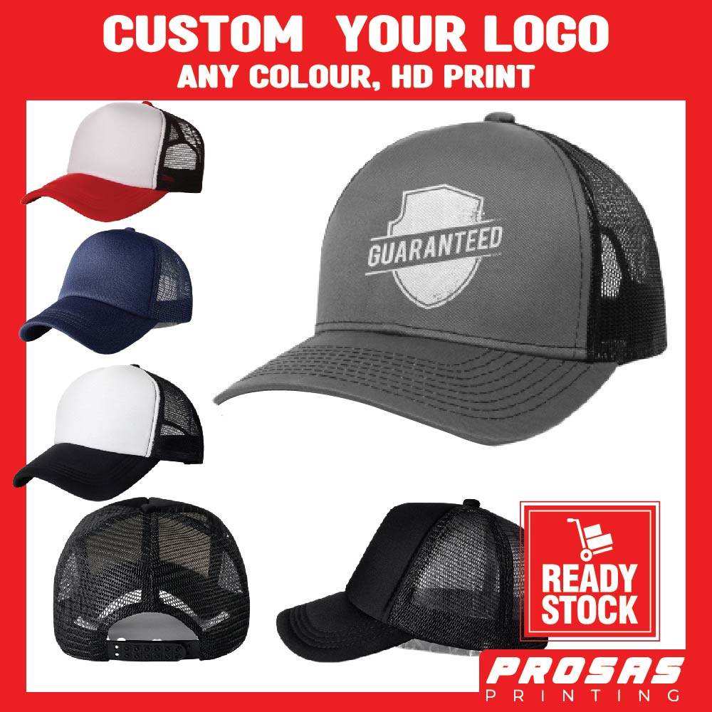Topi Custom Trucker Cap Custom Logo | Shopee Malaysia