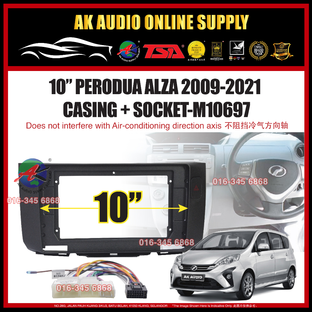 Perodua Alza 2009 -2021 ( Grey ) Android 10” Inch Casing+ Socket ...