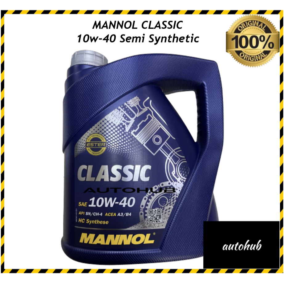 (ORIGINAL) MANNOL CLASSIC Semi Synthetic Engine Oil 10W40 4L with ESTER ...