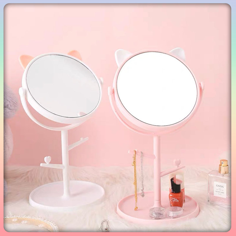 [Reay Stock] Creative Cat Ear Makeup Mirror Portable Small Mirror Table ...