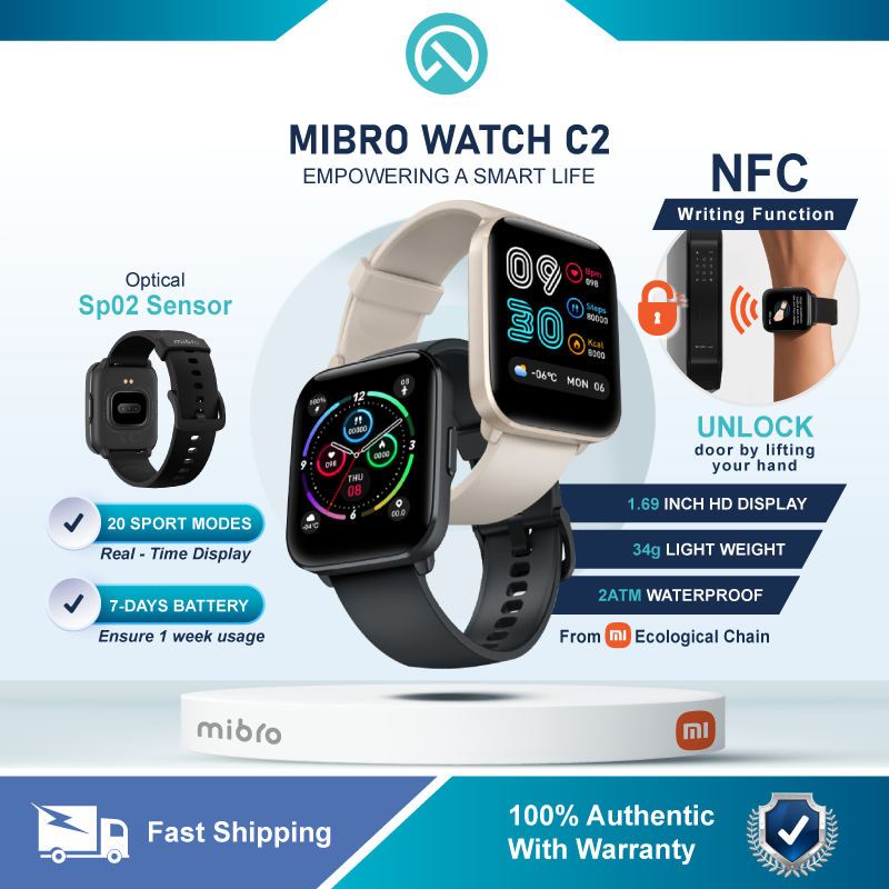 [ NEW ] MIBRO C2 SMART WATCH 1.69-inch HD Screen 24H Heart Rate ...