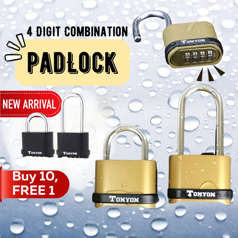 4 Digit Code Combination Padlock / Anti-Theft Lock / Kunci Mangga ...