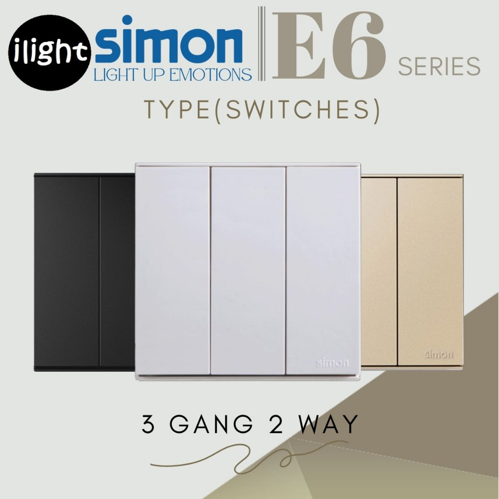 Simon E6 Series Switches & Socket Outlet | Black, Champagne, White ...