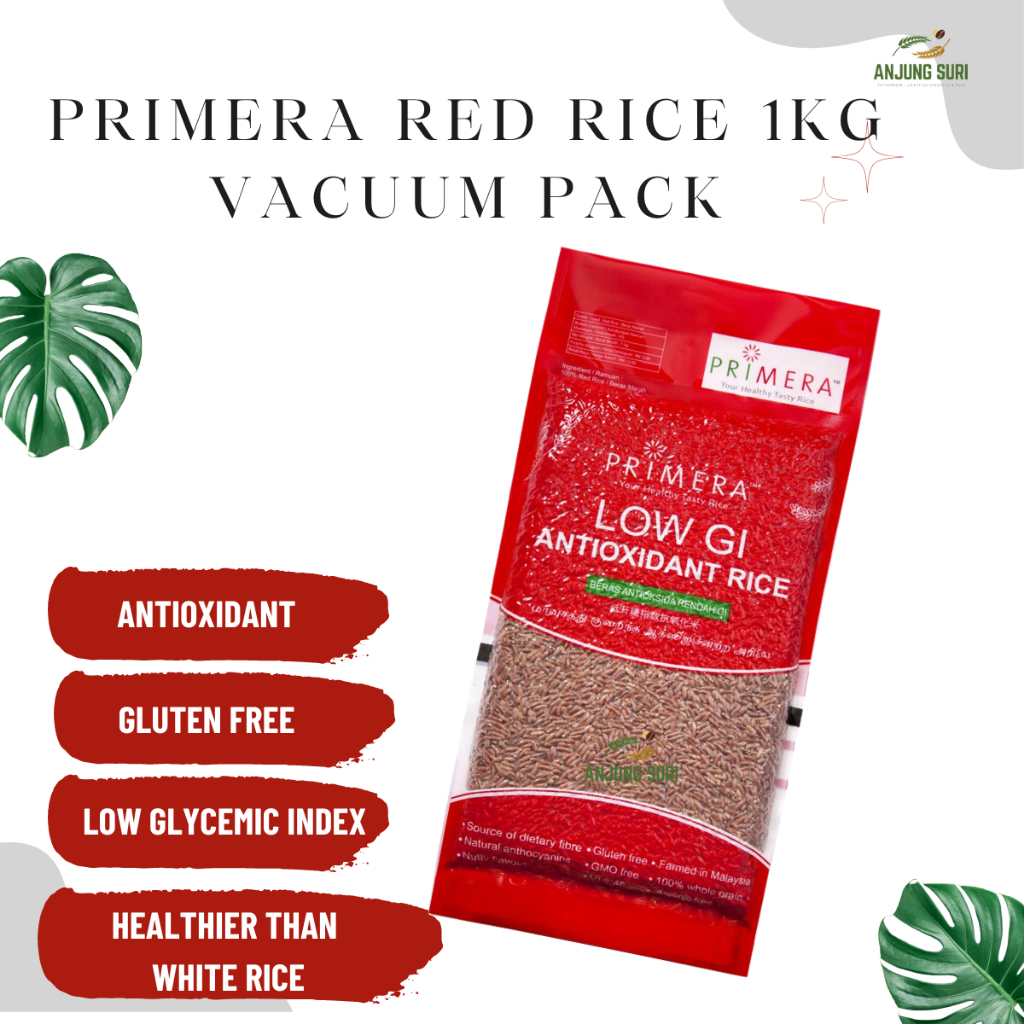 Primera Rice Low GI Rice in Vacuumm Packs Antioxidants Red Rice 1kg ...