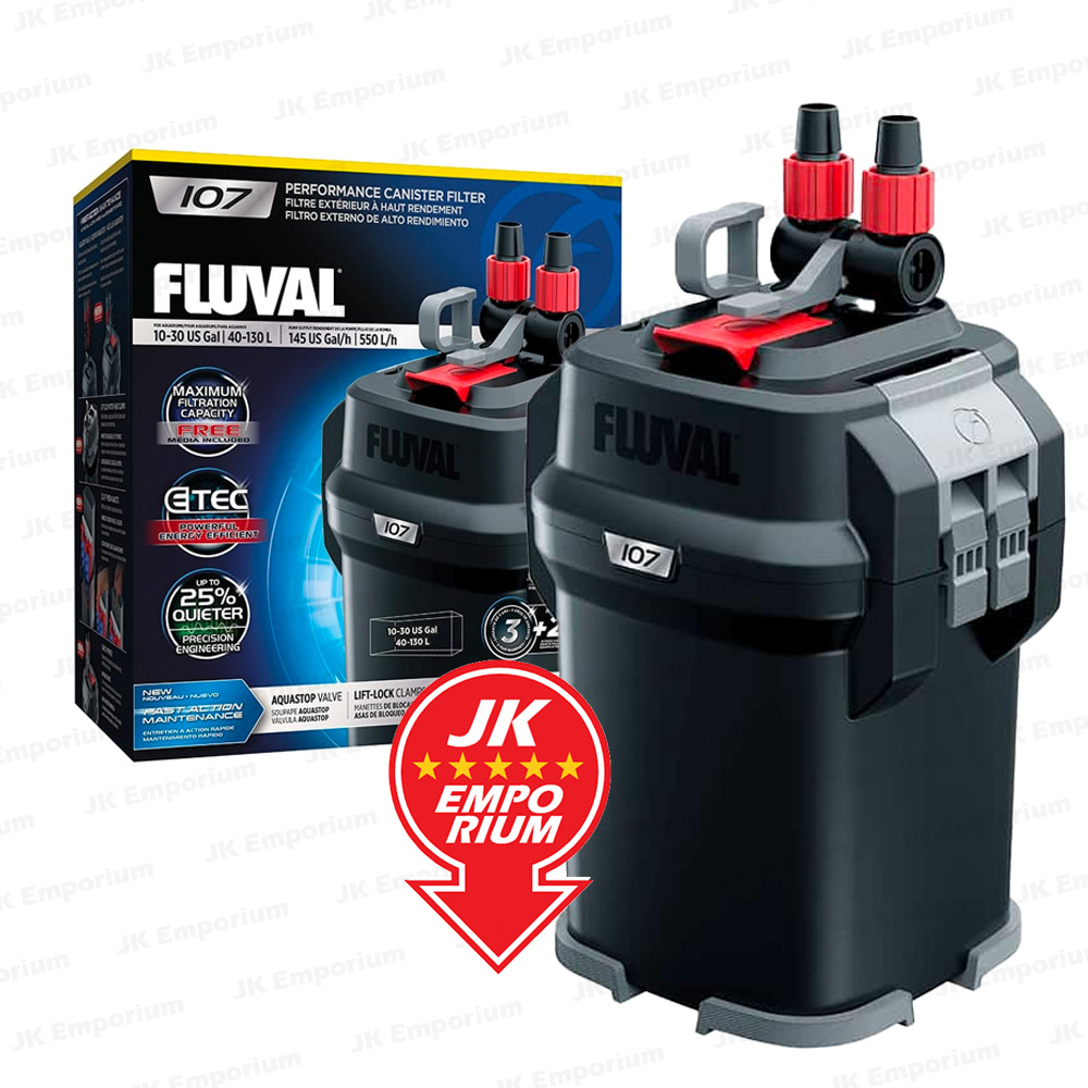 Fluval 107 Performance External Canister Aquarium Biological Filter ...