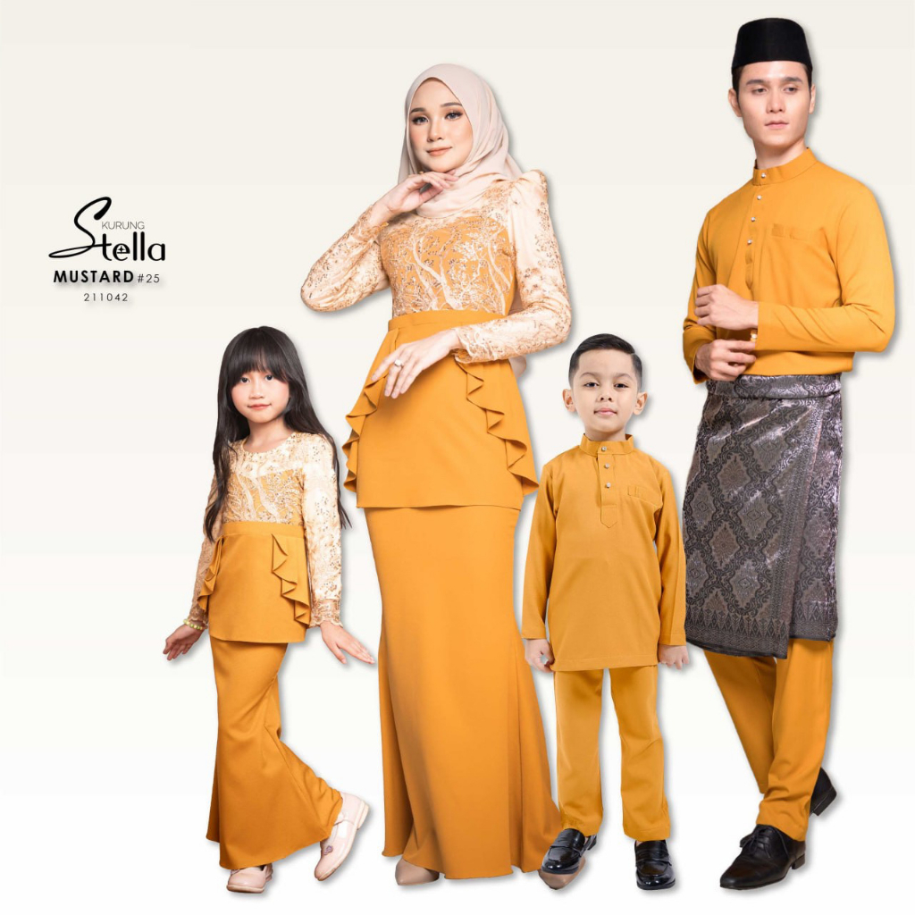 Terbaru Baju Raya 2023 | STELLA | MUSTARD | Sedondon Family Baju Melayu ...