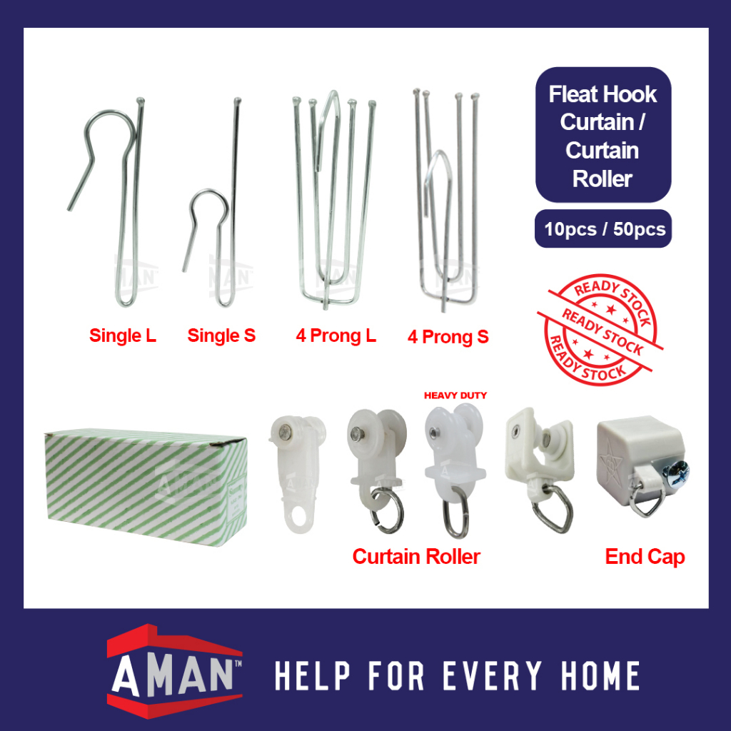 50PCS 10PCS CURTAIN PLEAT HOOK / Cangkuk Langsir METAL Besi Adjust Hook ...