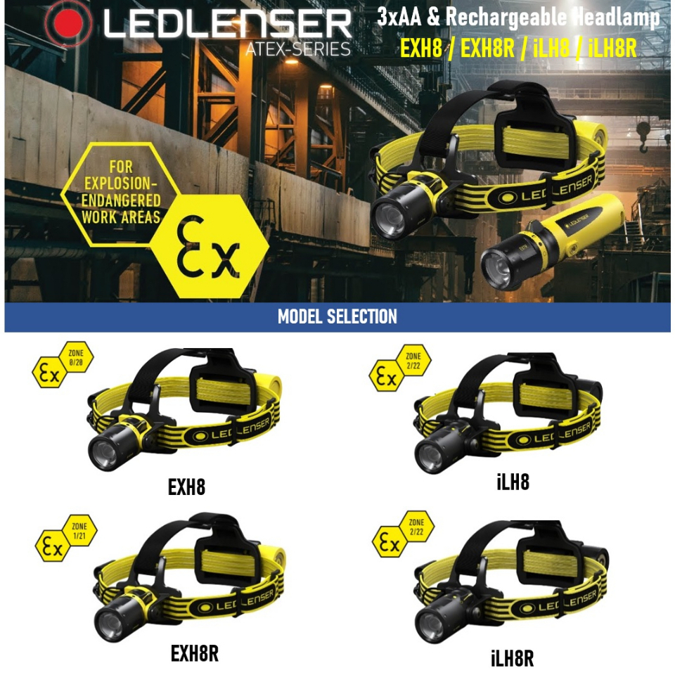 Ledlenser Headlamp EXH8 & iLH8 (3x AA Batteries) / EXH8R & iLH8R ...