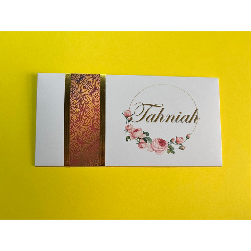 [10 PCS TAHNIAH WITH FLOWERS & GOLD STRIP HANDMADE ENVELOPE] Sampul ...