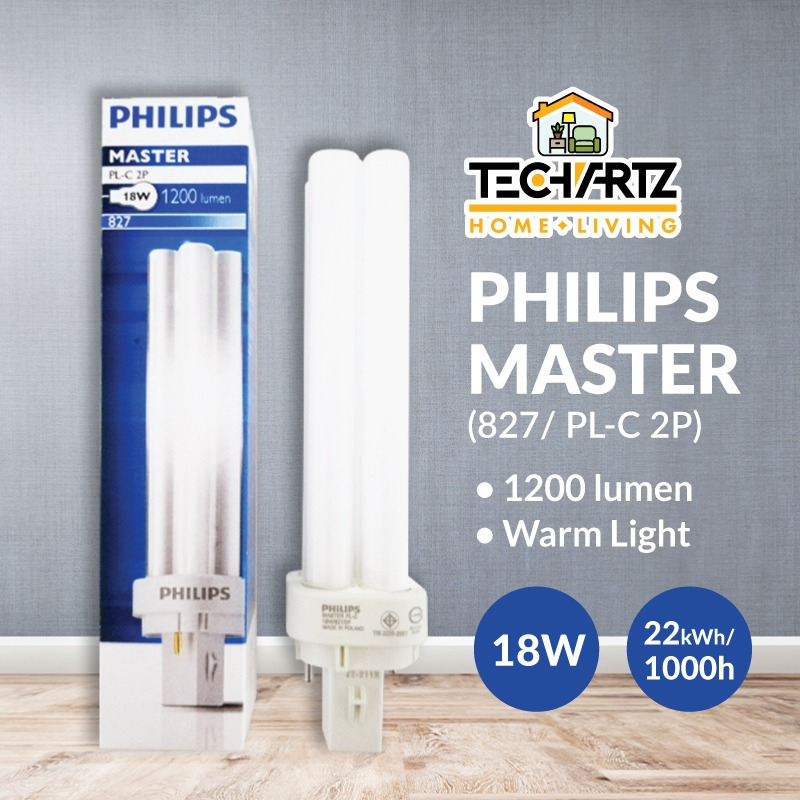 GENUINE PHILIPS Philips Master PL-C 18W/865/2P Cool Daylight (White) - Energy Saving Down Light ...