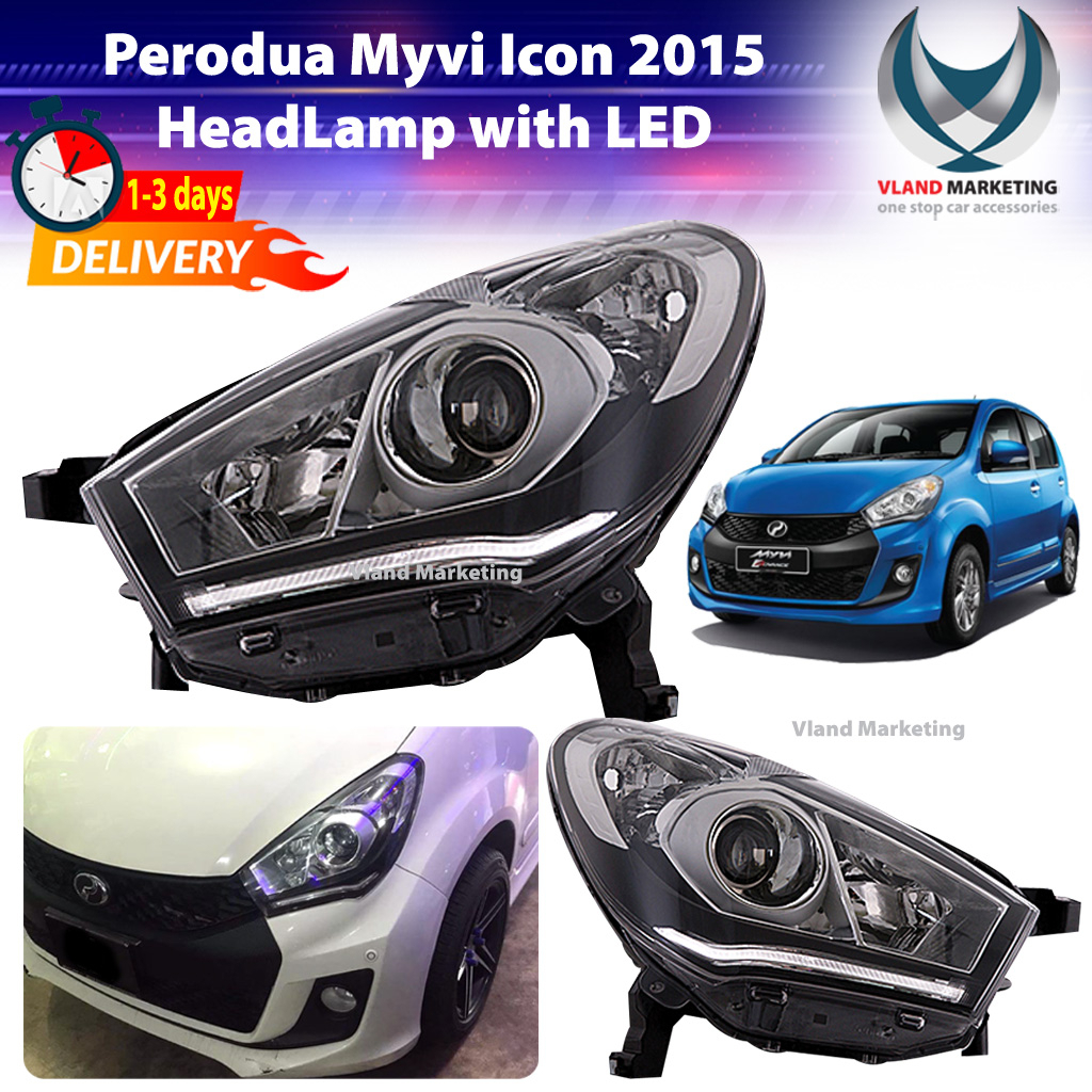 Vland Perodua Myvi Icon SE 2015-2017 Head Lamp Light Lampu Depan with ...