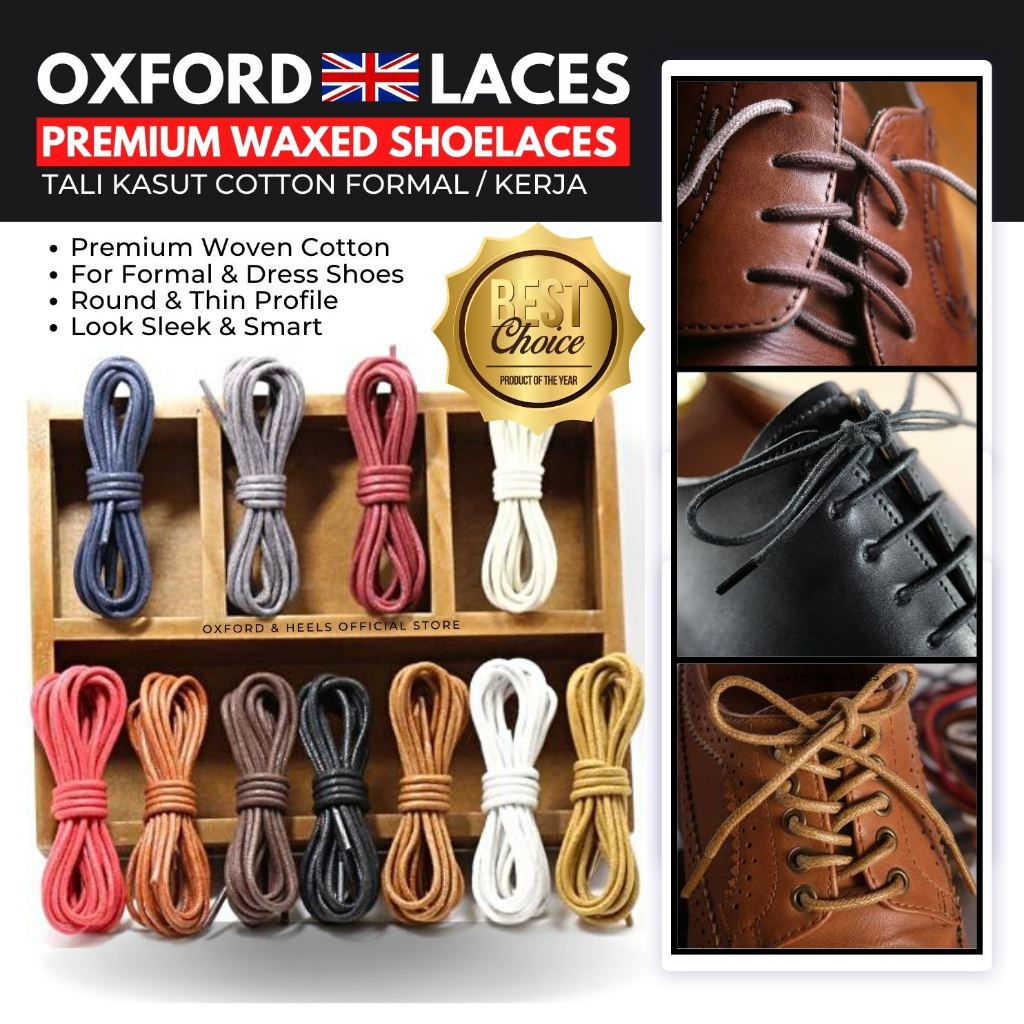 OXFORD Premium Waxed Shoelace High Quality Round Black Brown White ...