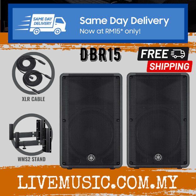 Yamaha DBR15 800-watt Powered Speaker with Speaker Stands and Cables ...