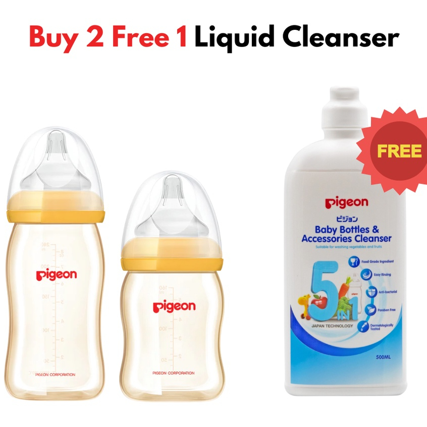 Authentic Pigeon Soft Touch Wide Neck PPSU Bottle 160ml/240ml/Teat and Combo Set | Shopee Malaysia