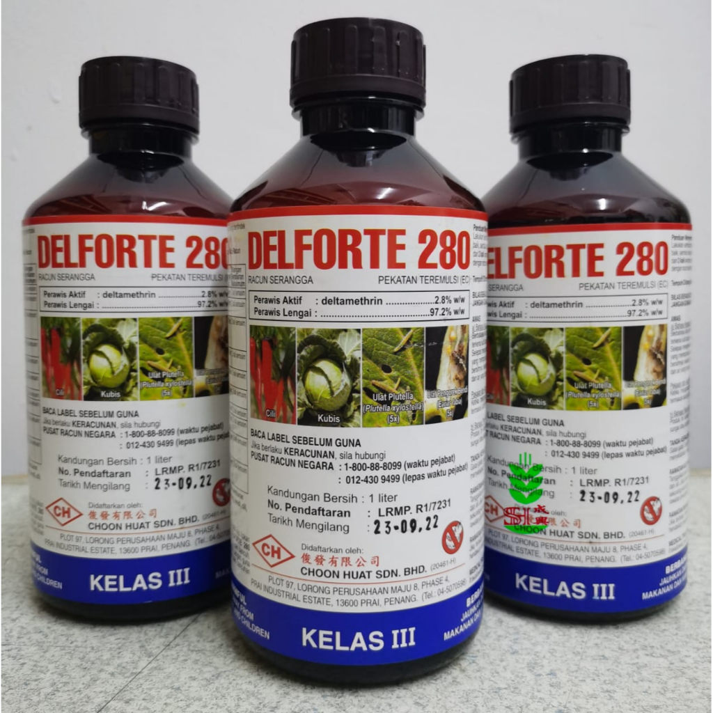 DELFORTE 280 1L (Sama Bayer Decis 250) deltamethrin 2.8% Ulat Plutella/Pengorek Buah /Ulat Ratus ...