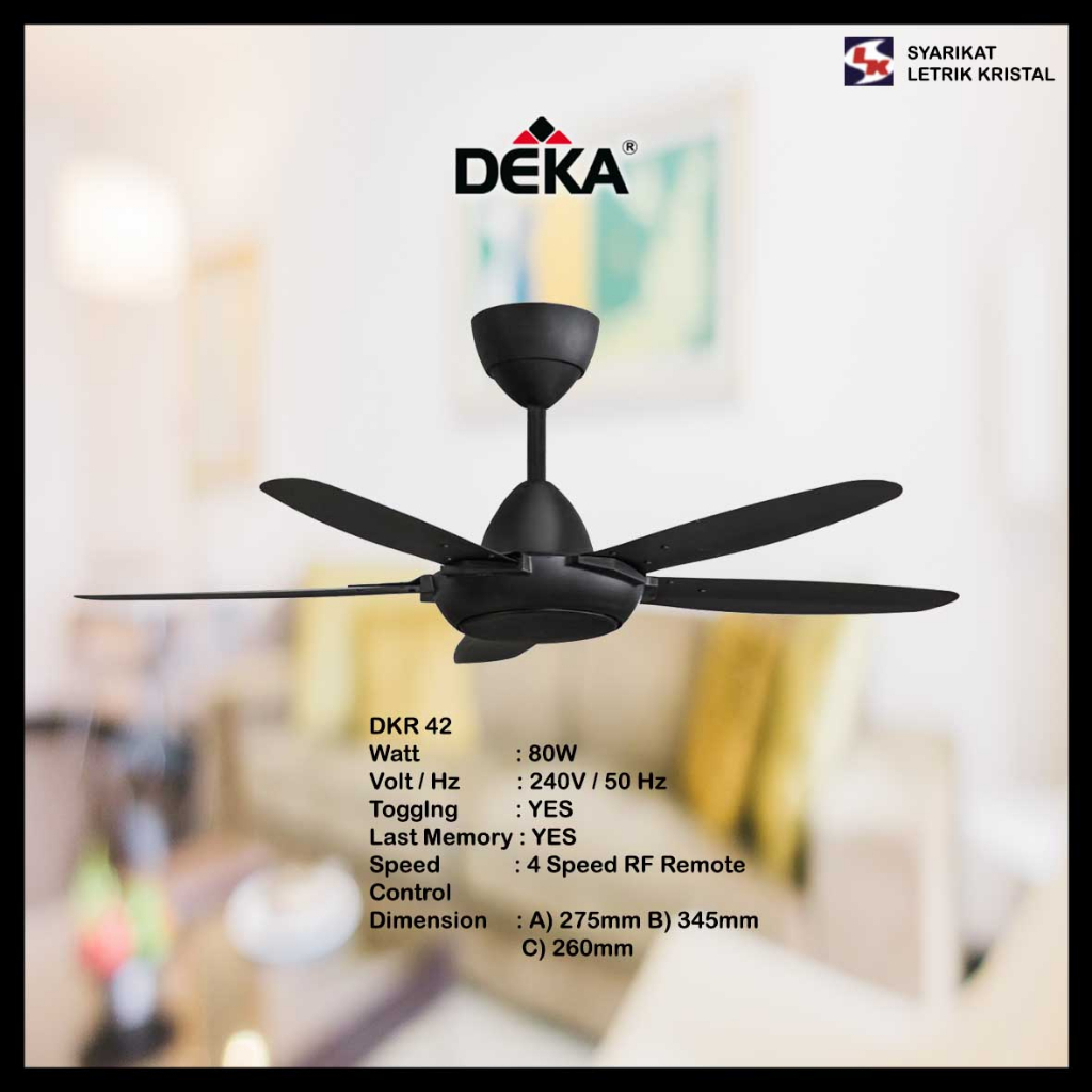 DEKA DKR 42 ,56 Ceiling Fan / 5 Blades / Remote Control Fans / 4 Speed ...