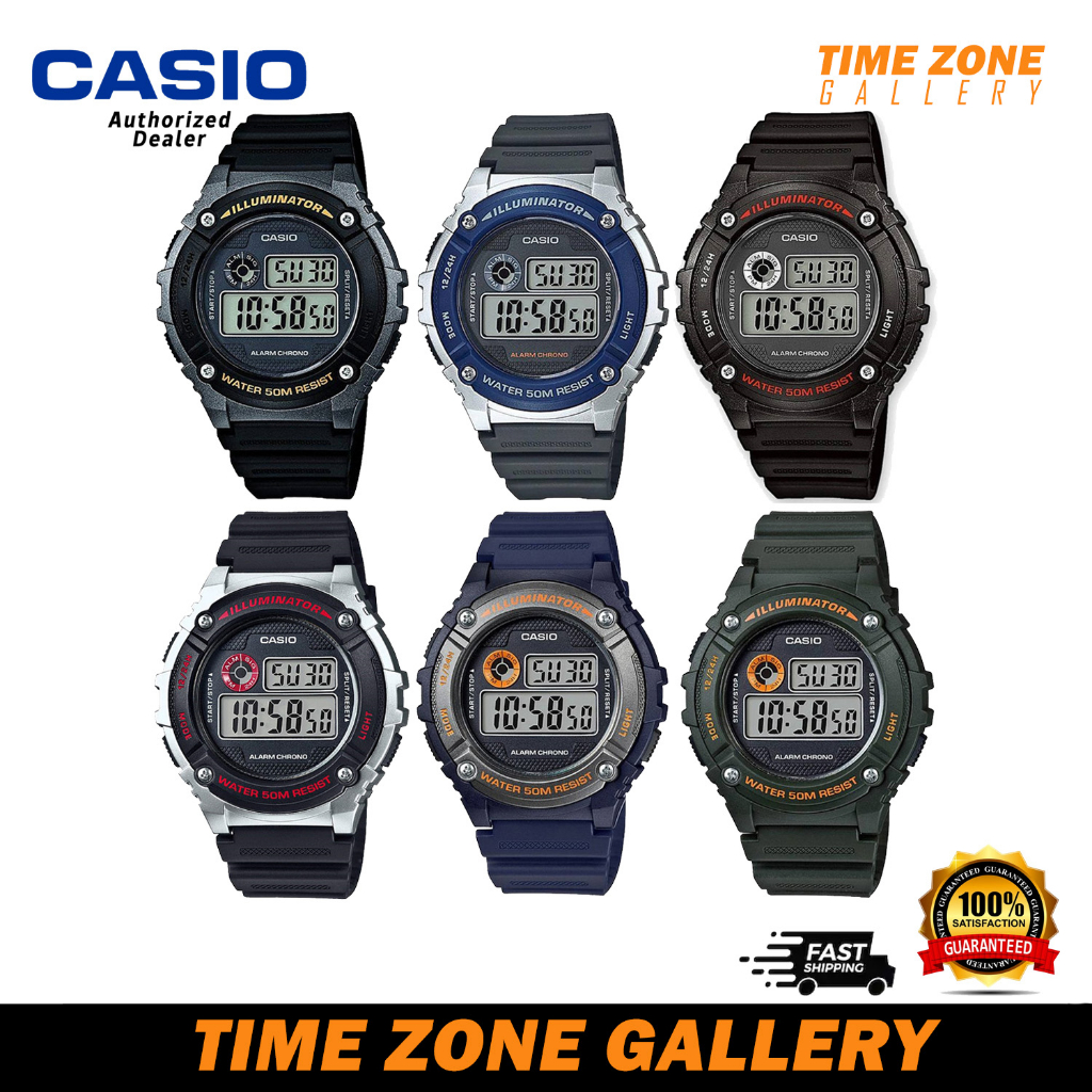Casio Youth Digital Series Men Watch W-216H-1A / W-216H-1B / W-216H-1C / W-216H-2A / W216H ...