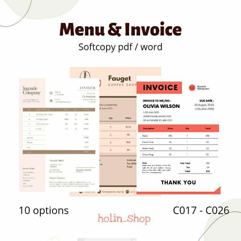 Menu Invoice template business softcopy more options design | Shopee ...