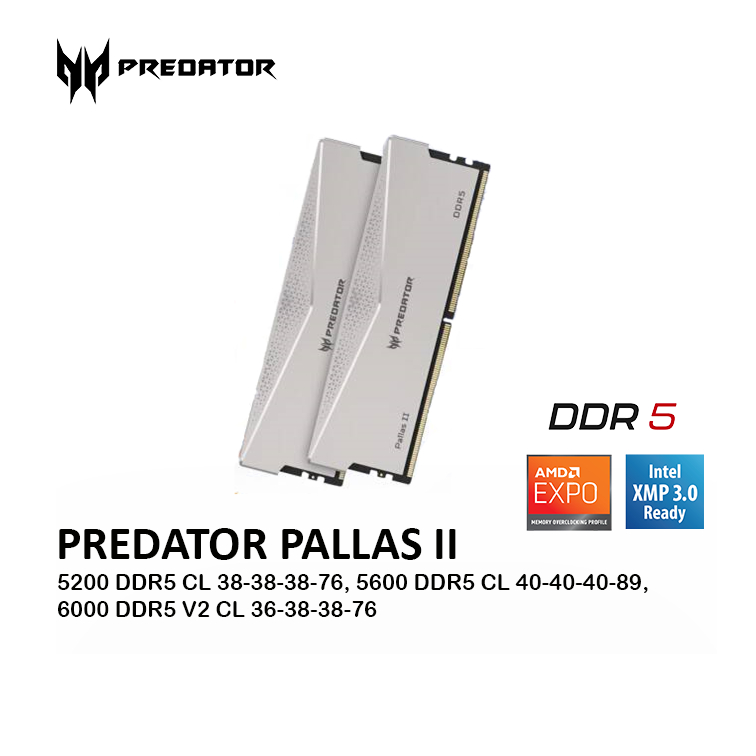 PREDATOR PALLAS II DDR5 RAM 32GB (16x2) 5200MHZ/5600MHZ/6000MHZ ...