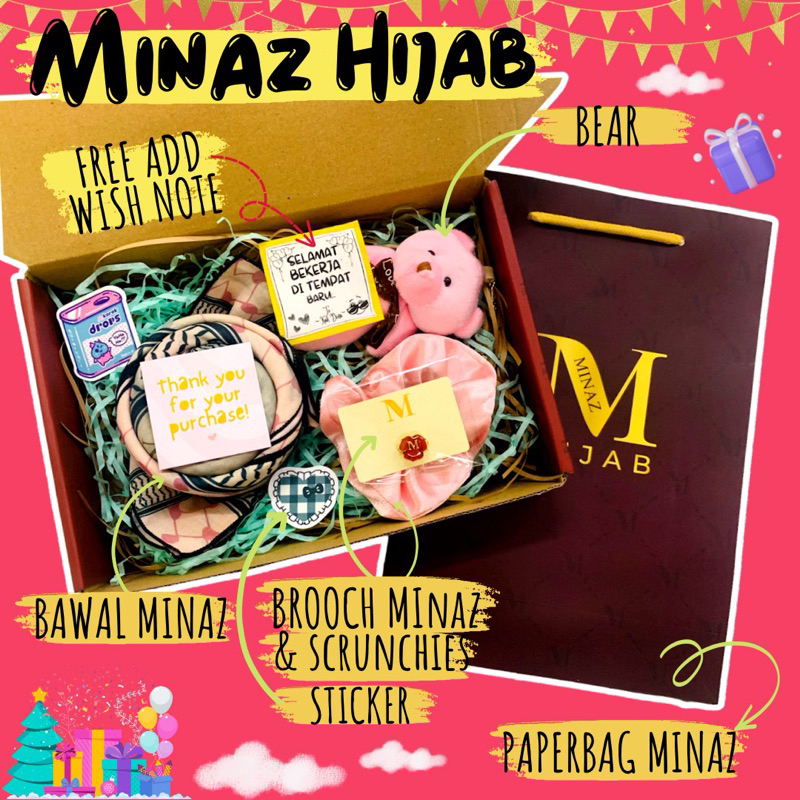 MINAZ SET NEW BOX + PAPER BEG [READY STOCK,FAST SHIPPING & BABY BROOCH MINAZ NEW] | Shopee Malaysia