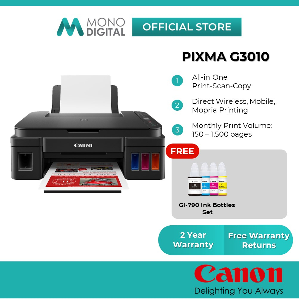 Canon Pixma G3010 Ink Tank Printer Wireless All-In-One Home Use, Air ...