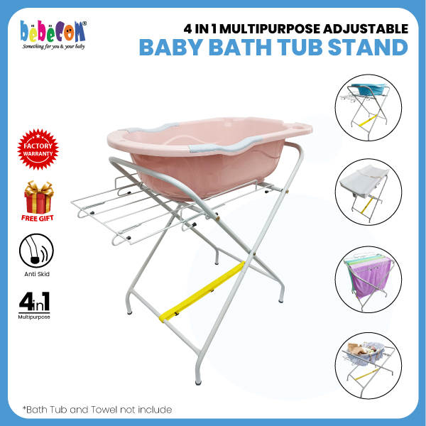 [READY STOCK] BEBECOM Multipurpose Baby Bath Tub Stand with Sturdy and ...