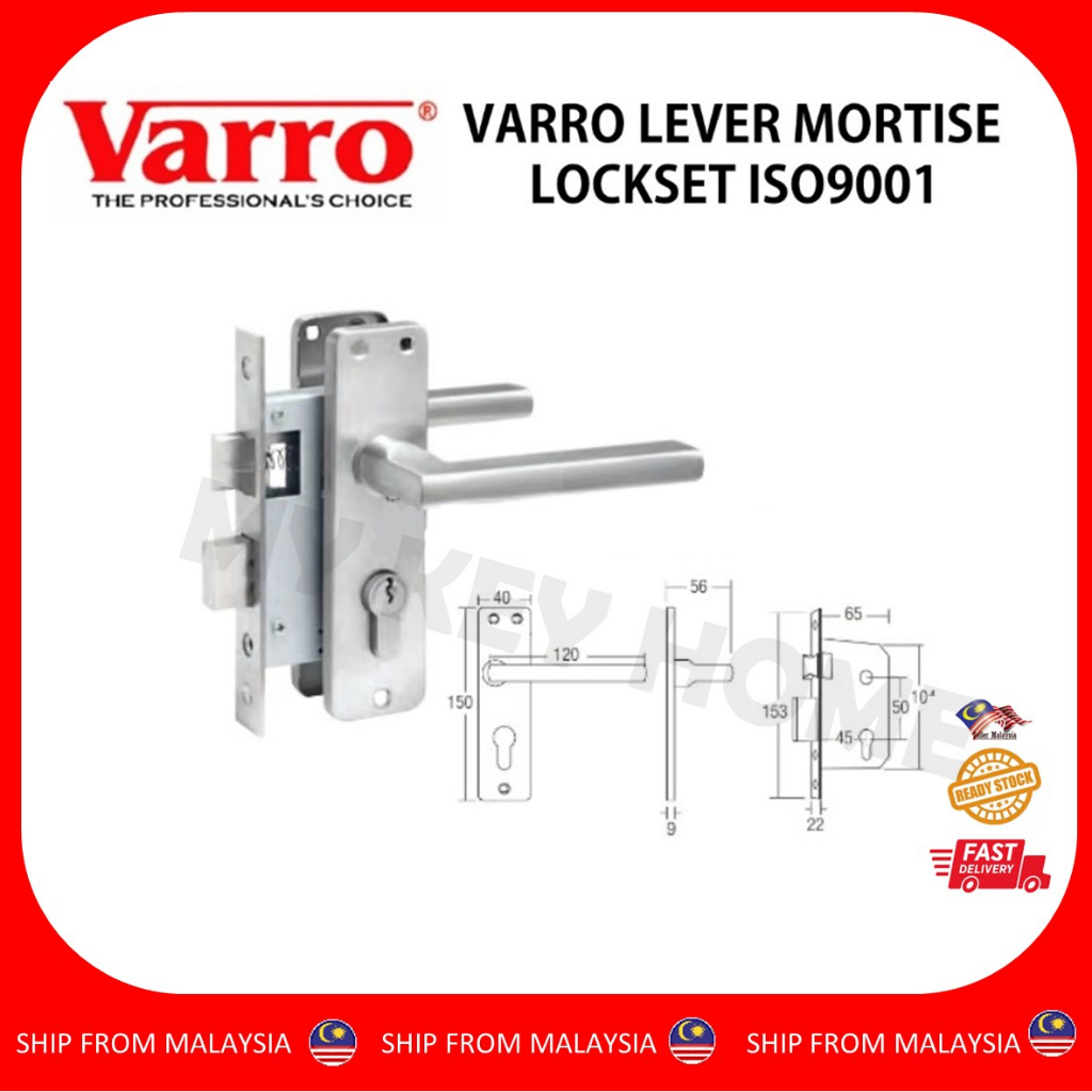 VARRO LEVER MORTISE LOCKSET/Grill Door Lock Mortise Locket (READY STOCK ...