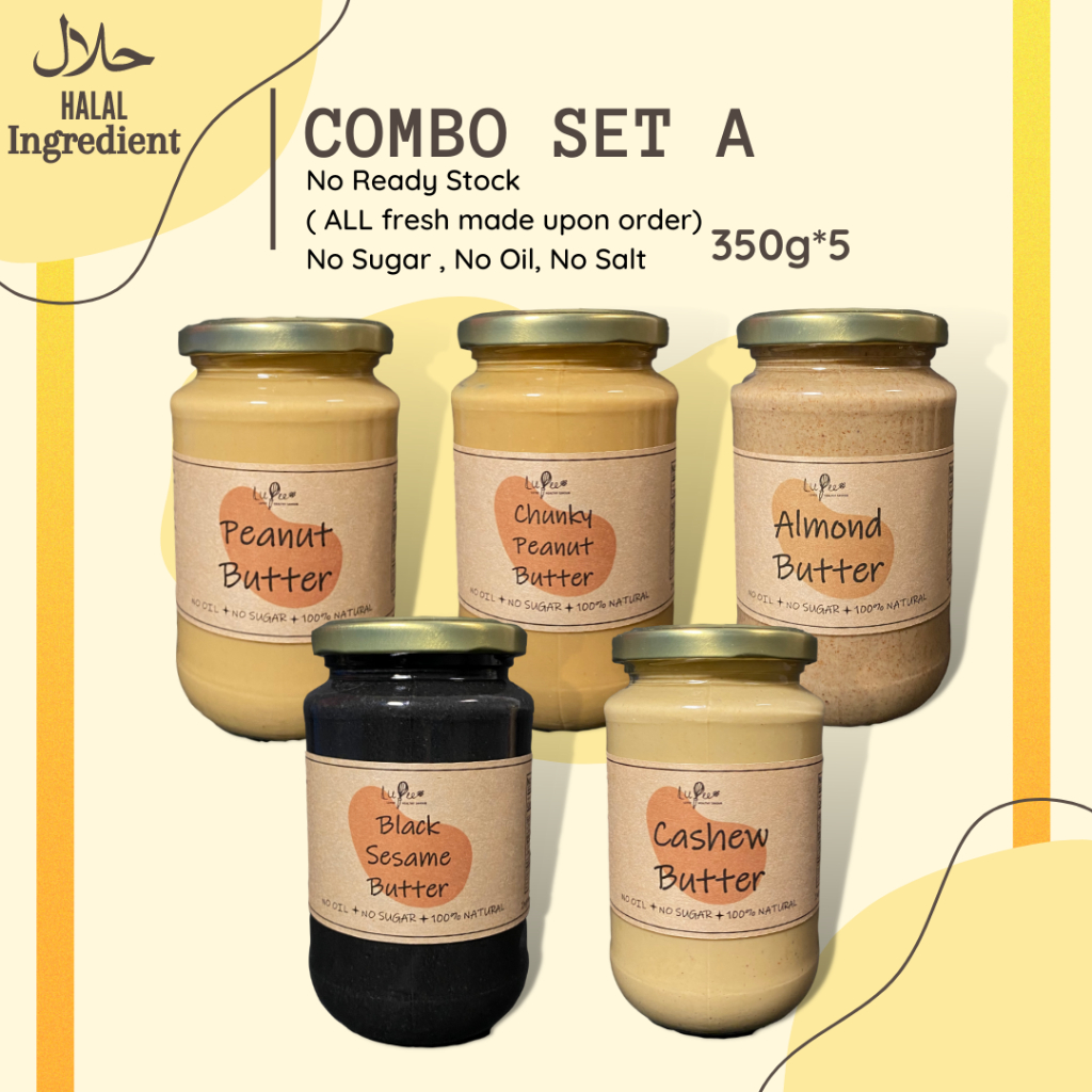 LUYEE 100% Pure Nut Butter Combo Set (no sugar/no oil/no salt) | Shopee Malaysia