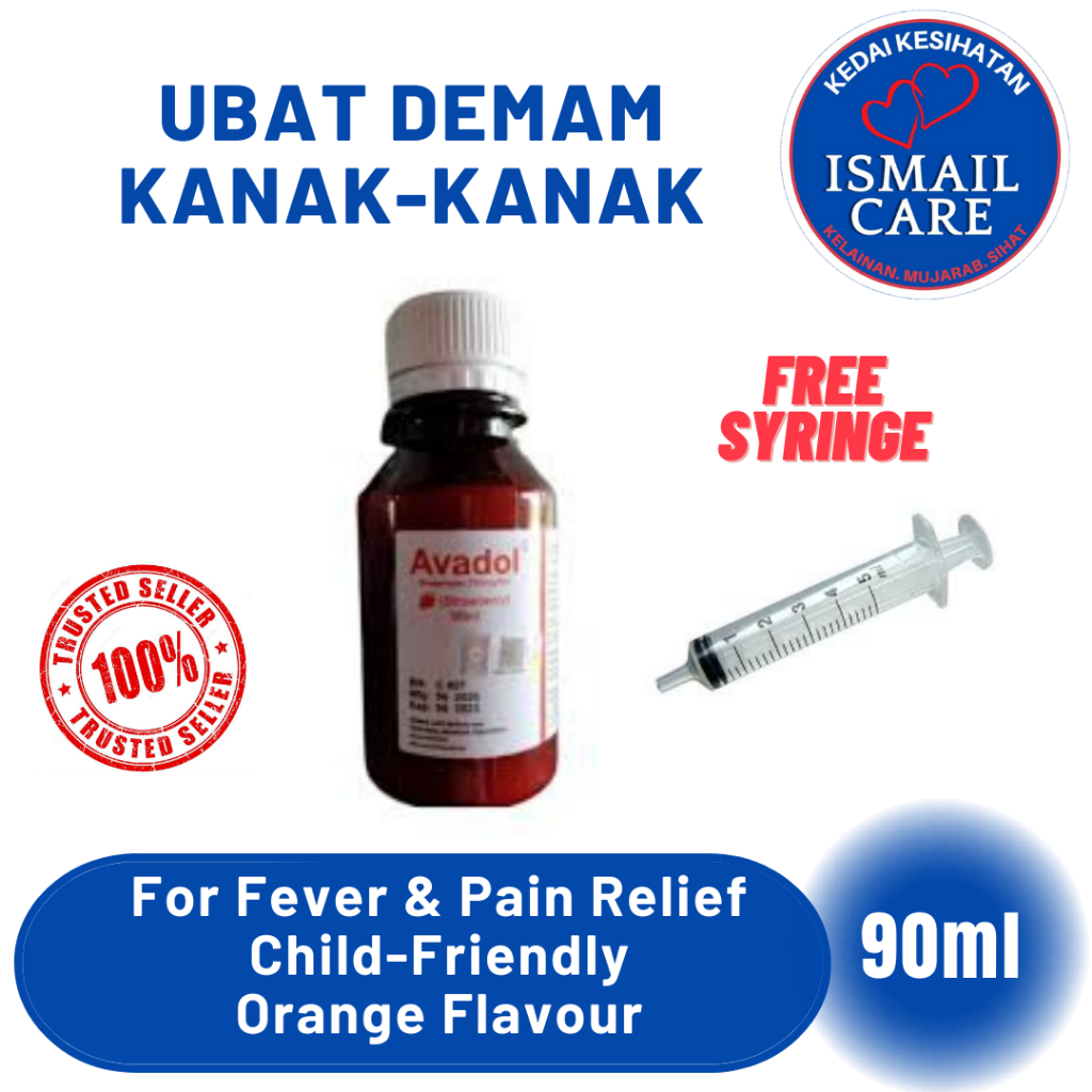 AVADOL PARACETAMOL/PCM-SYRUP 250mg/5ml SUSPENSION (STRAWBERRY) 90ml ...